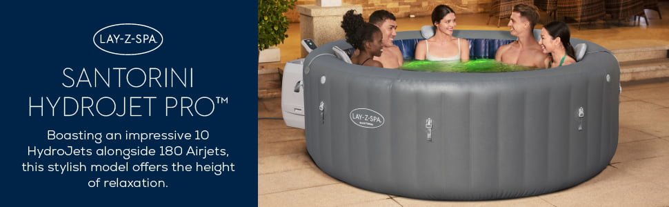 Santorini Pro SaluSpa HydroJet Inflatable Hot Tub | Lay-Z-Spa UK